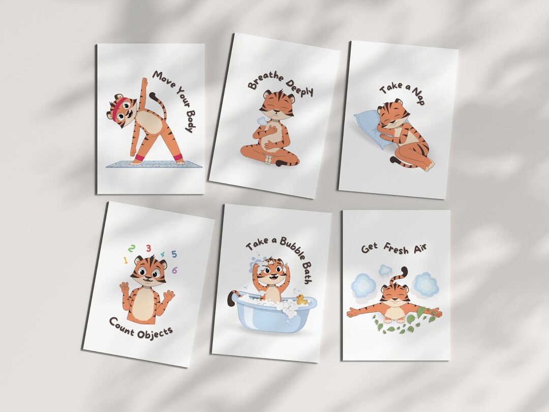 Calming Techniques Poster: Tiger Cub, Kids Room Decor (digital Download ...