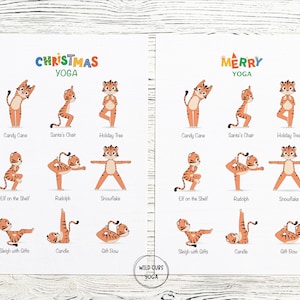 Yoga Sequence and Yoga Cards, Christmas Yoga, Kids’ Room Decor ...