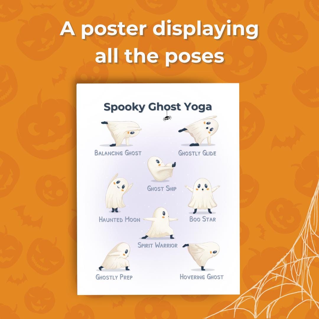 Ghost Yoga Poses for Kids: Halloween Printable Yoga Cards (PDF) - Etsy