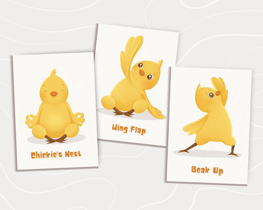 Chick Yoga, Easter Yoga, Spring Yoga, Hatch & Stretch, Yoga Cards for ...