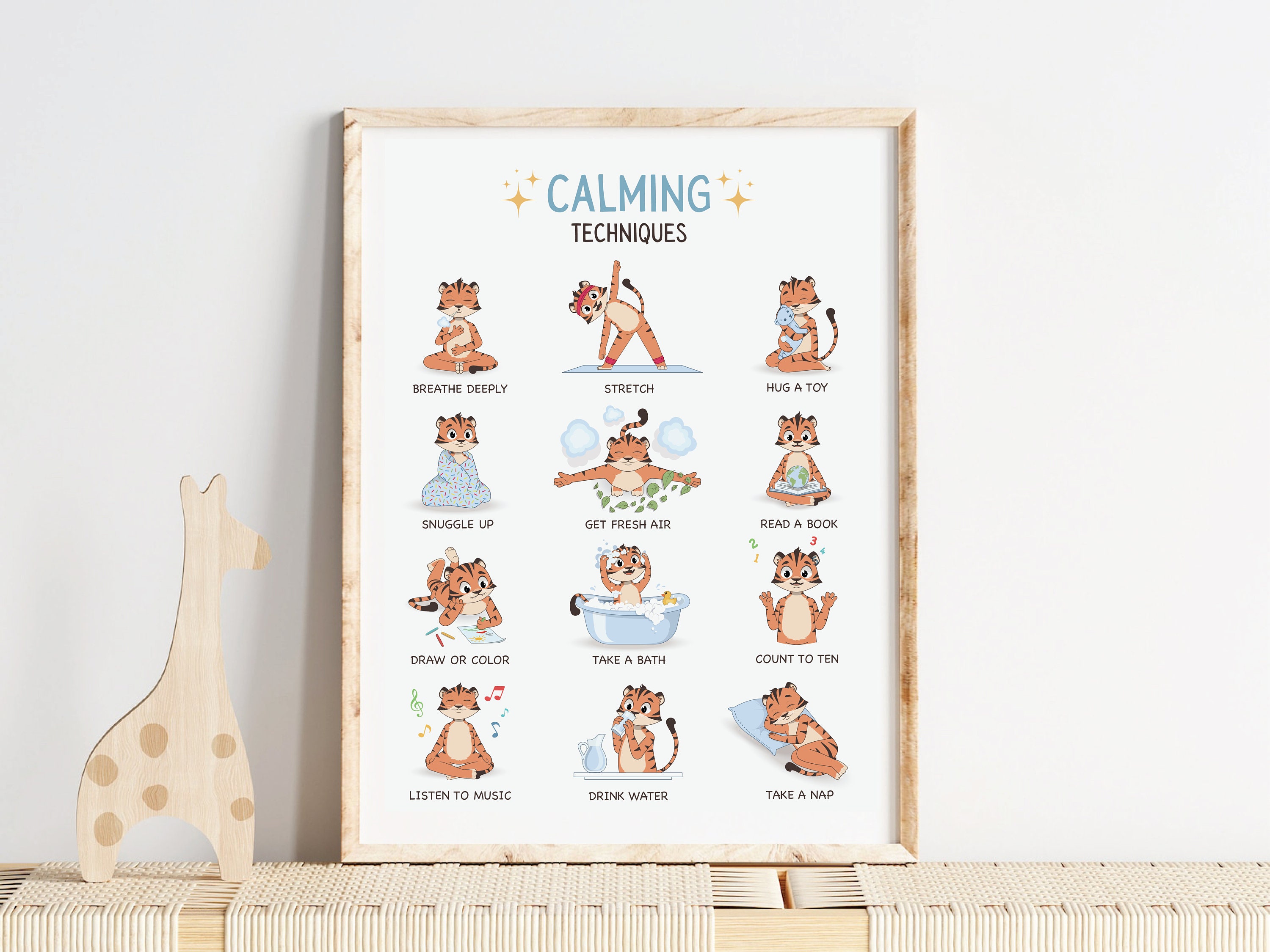 Calming Techniques Poster: Tiger Cub, Kids Room Decor (digital Download ...