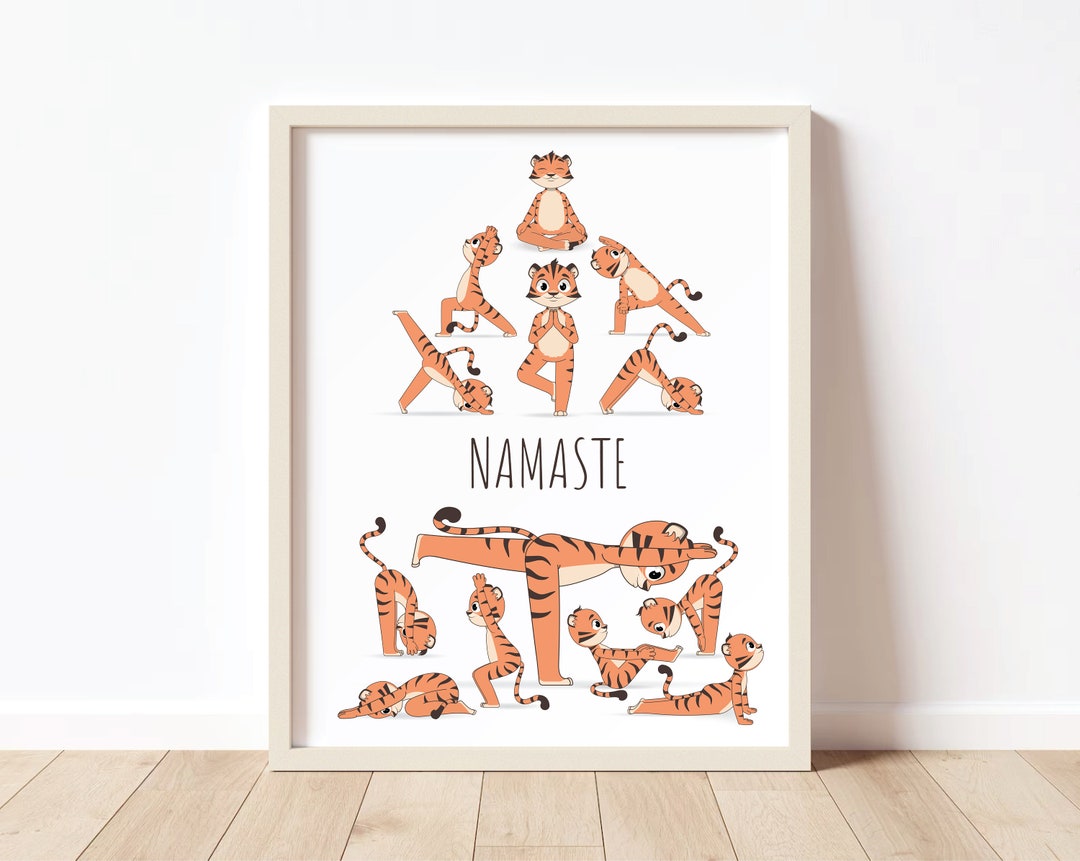Namaste Poster, Yoga Poster for Kids, Kid's Room Decor, Yoga for Kids ...