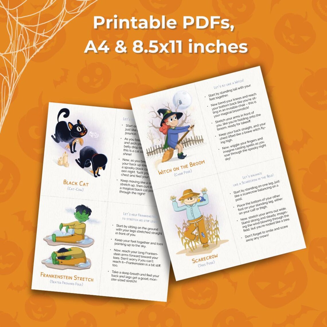 Halloween Yoga Cards – Printable 10-pack of Fun Kids Yoga Poses – Kid ...