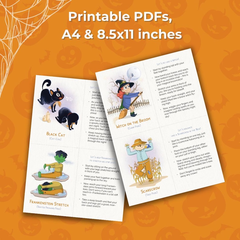 Halloween Yoga Cards – Printable 10-pack of Fun Kids Yoga Poses – Kid ...