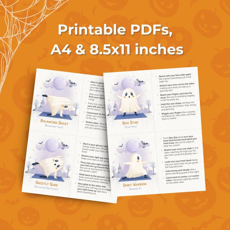 Ghost Yoga Poses for Kids | Halloween-themed Yoga Cards | Fun Printable ...