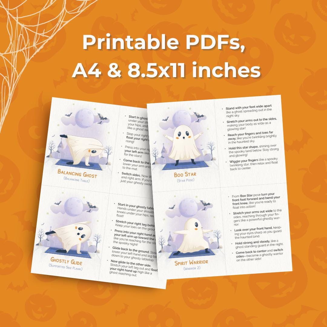 Ghost Yoga Poses for Kids | Halloween-themed Yoga Cards | Fun Printable ...
