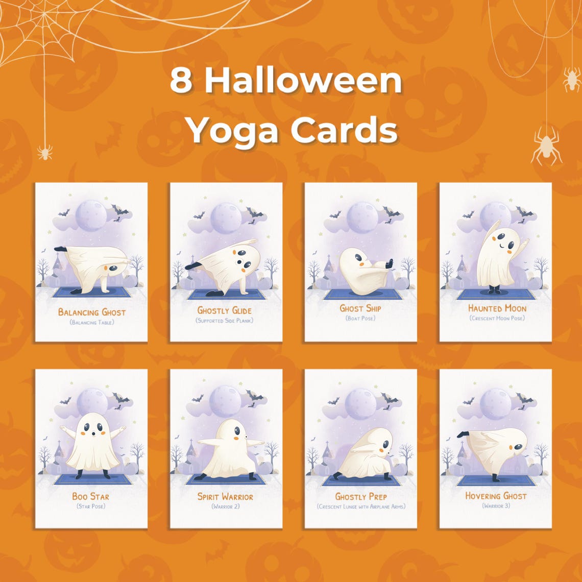 Ghost Yoga Poses for Kids | Halloween-themed Yoga Cards | Fun Printable ...