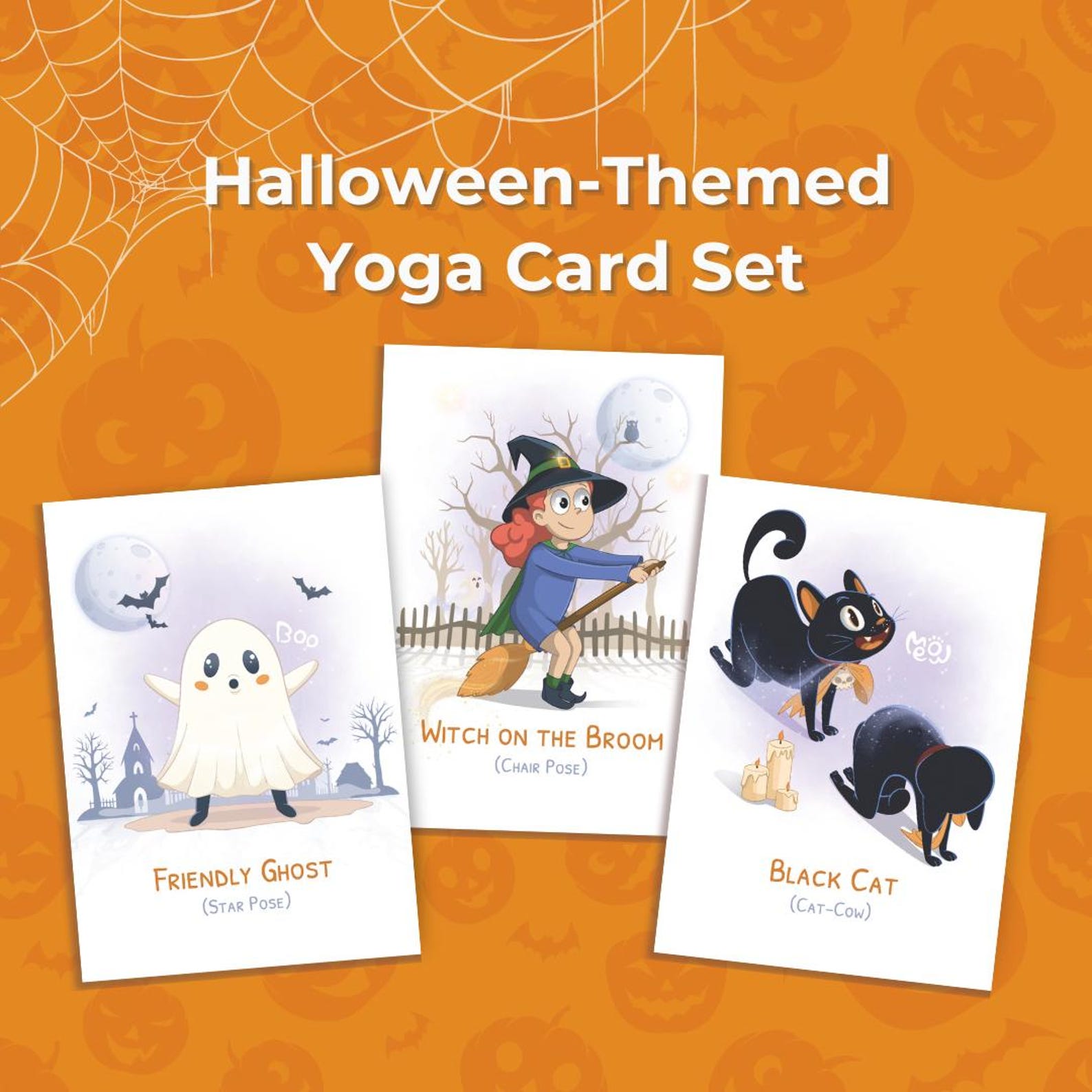 Halloween Yoga Cards – Printable 10-pack of Fun Kids Yoga Poses – Kid ...