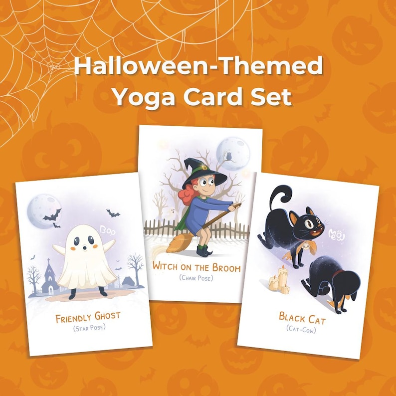 Halloween Yoga Cards – Printable 10-pack of Fun Kids Yoga Poses – Kid ...