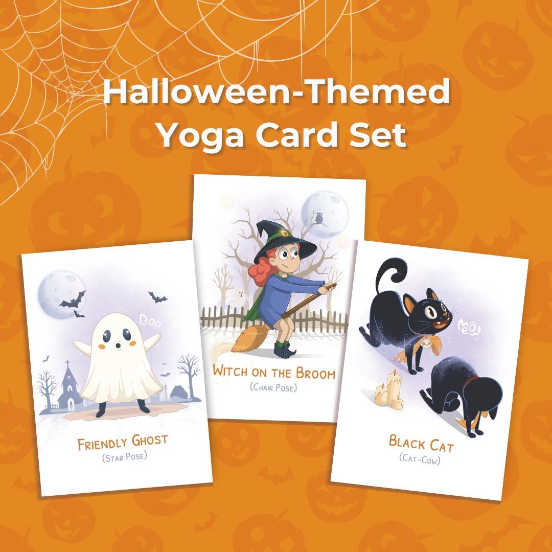 Halloween Yoga Cards – Printable 10-pack of Fun Kids Yoga Poses – Kid ...