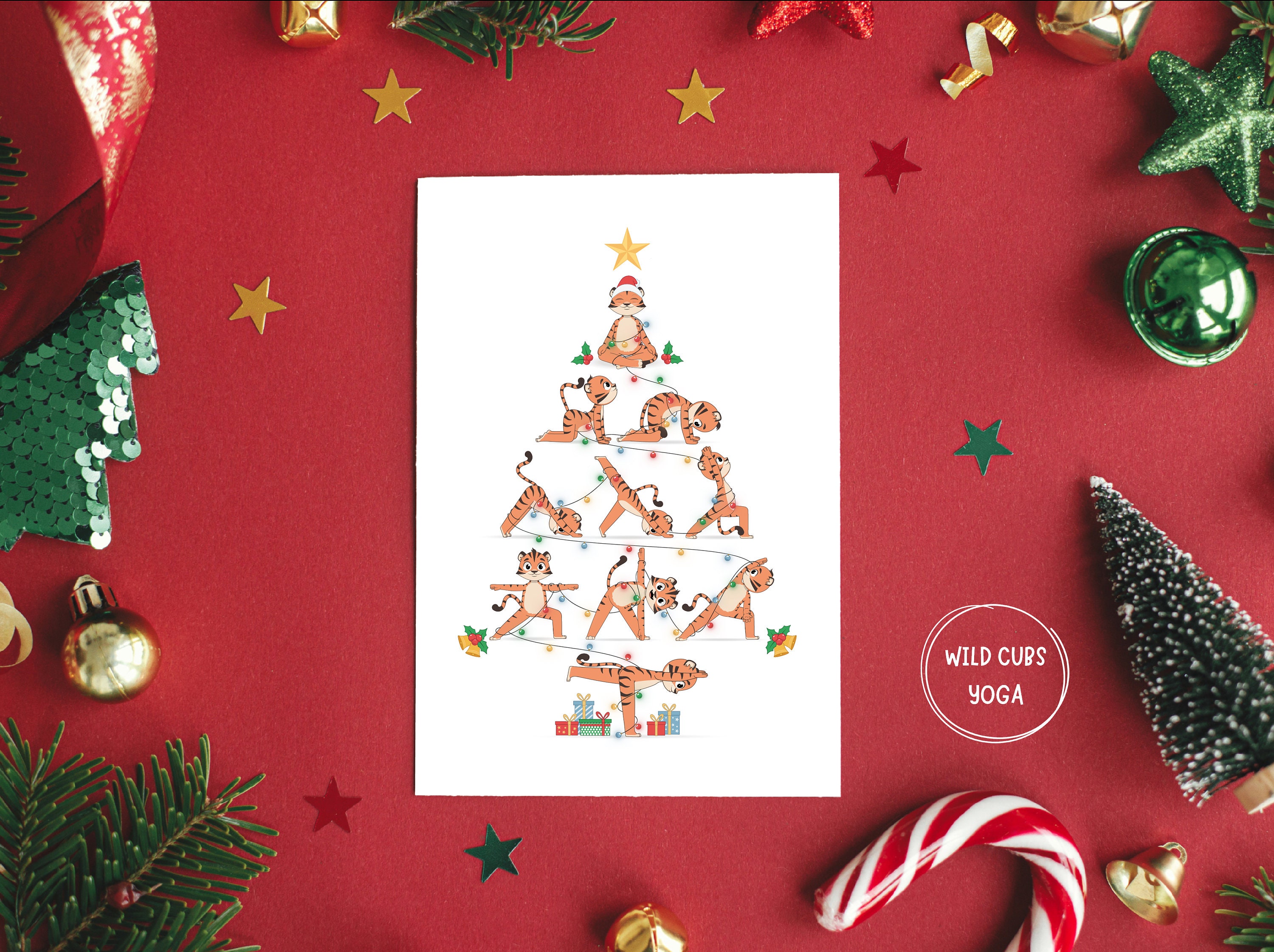 Christmas Yoga Cards, Christmas Yoga Tree, Yoga Poster, Kids Yoga ...