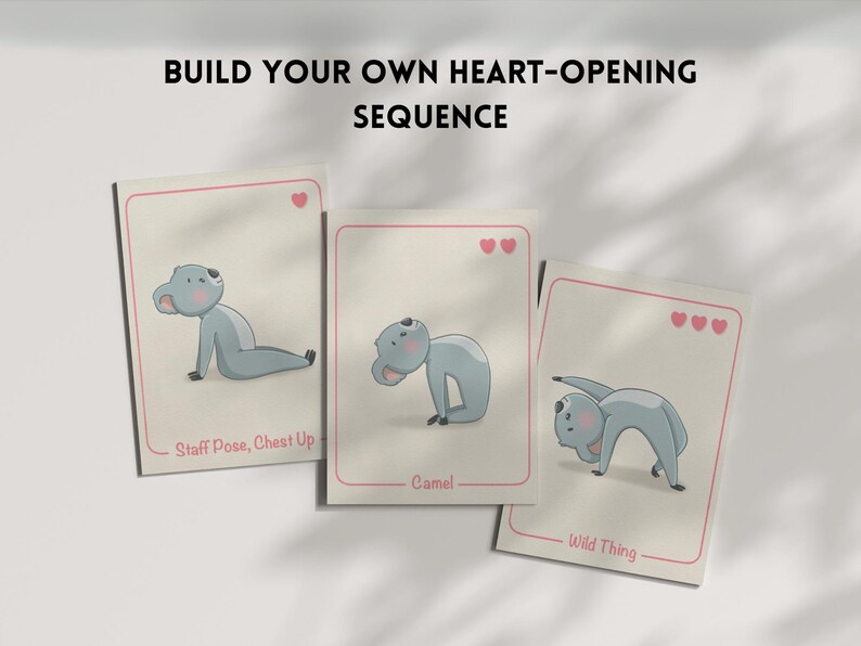 Kids Yoga Flashcards With Koala Illustrations | 20 Illustrated Yoga ...