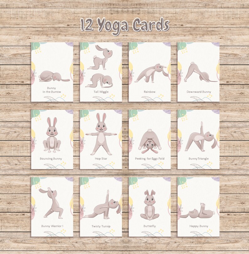 Ester Bunny Yoga Sequence for Kids, Yoga Cards, Cute Yoga Character ...