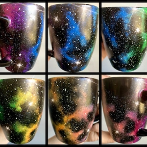 Hand Painted Rainbow Galaxy Mug | Rainbow Galaxy Mug | Pastel Rainbow ...