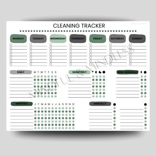 Editable/printable Cleaning Tracker, Cleaning Checklist, Household ...