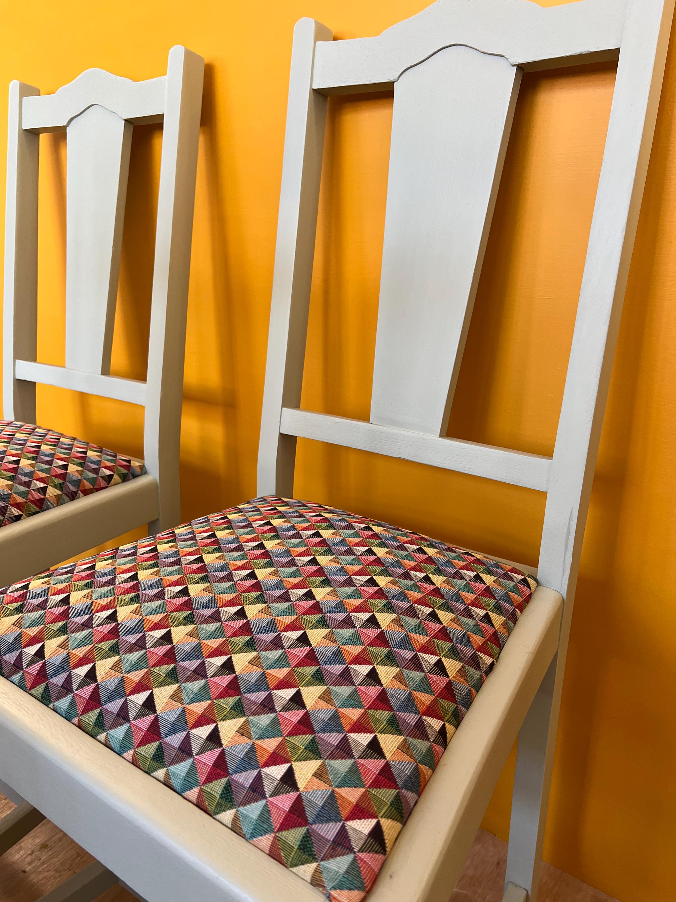 Upcycled Coloured Dining Chairs With Seat Pads - Etsy