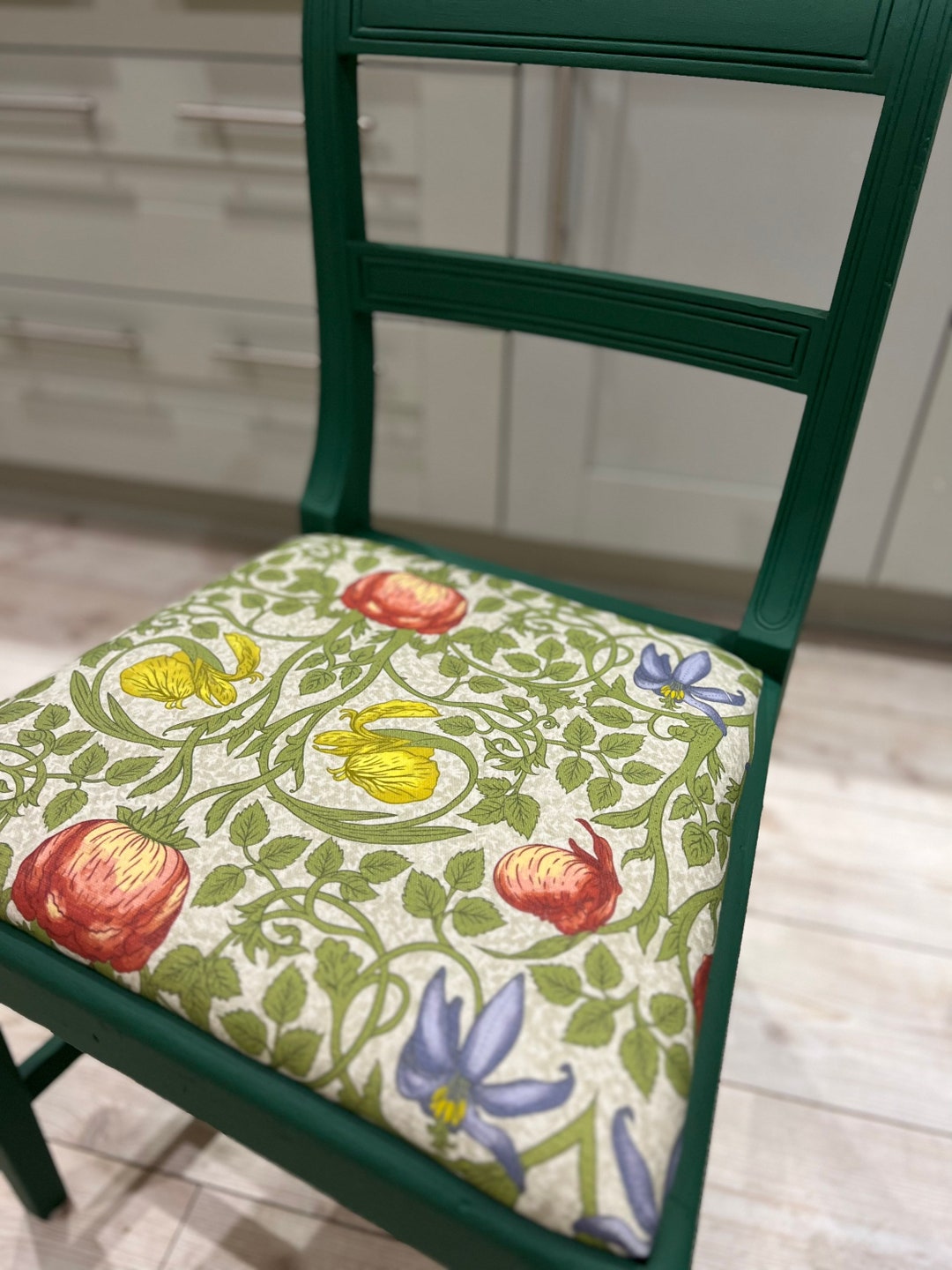 Upcycled Coloured Dining Chairs With Seat Pads - Etsy UK