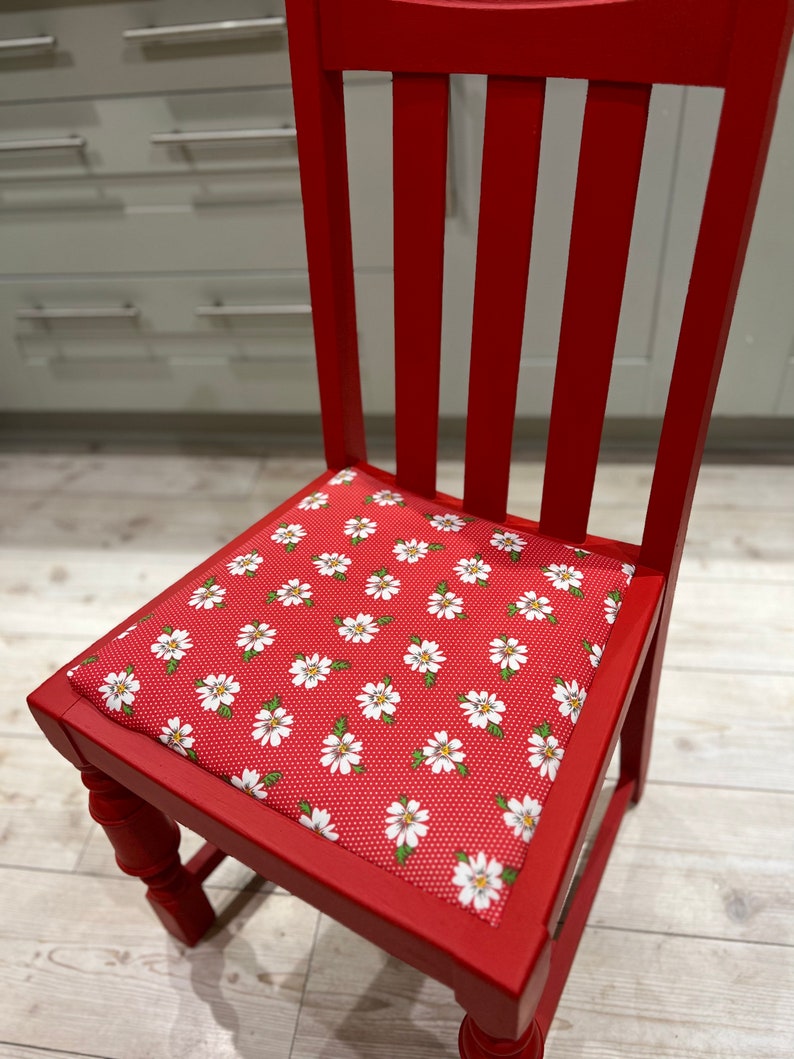 Upcycled Coloured Dining Chairs With Seat Pads - Etsy UK