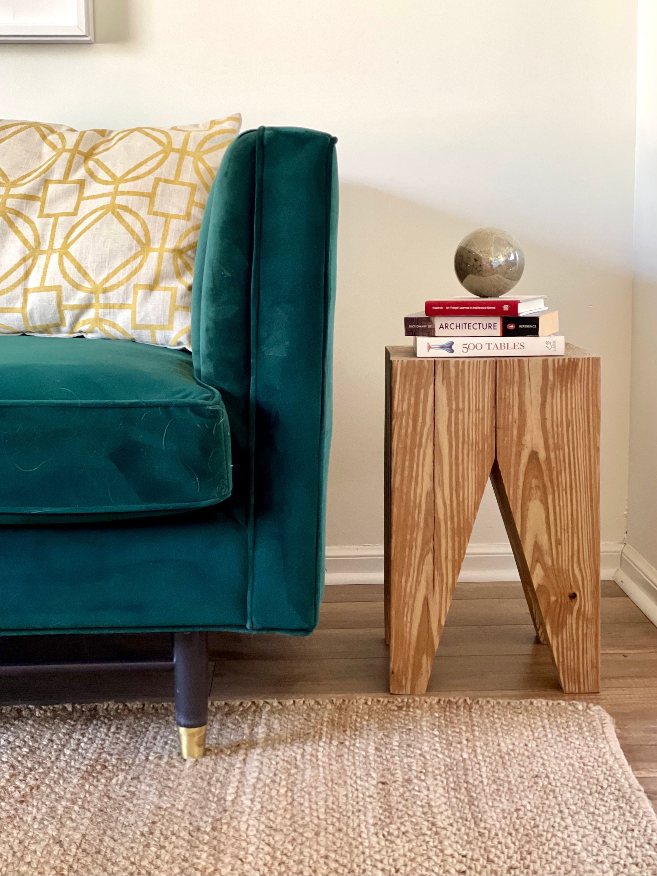 Contemporary Side Table, Solid Wood Table, Minimalist Stool, Custom ...