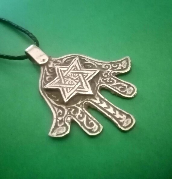 Old Jewish hamsa amulet, khamsa, HAMESH, hand of Fati… - Gem