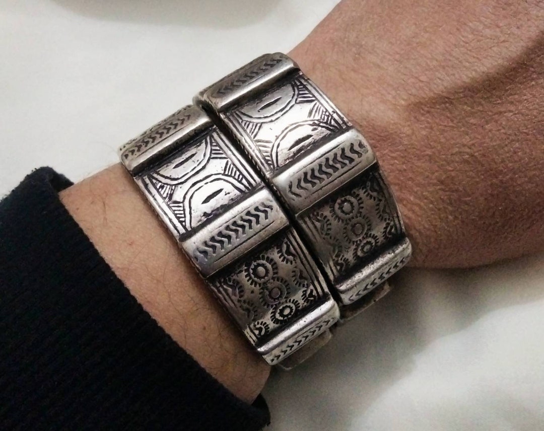 Morocco Ancient Berber Pair of Sterling Silver Bracelets 486.7 G AIT ...
