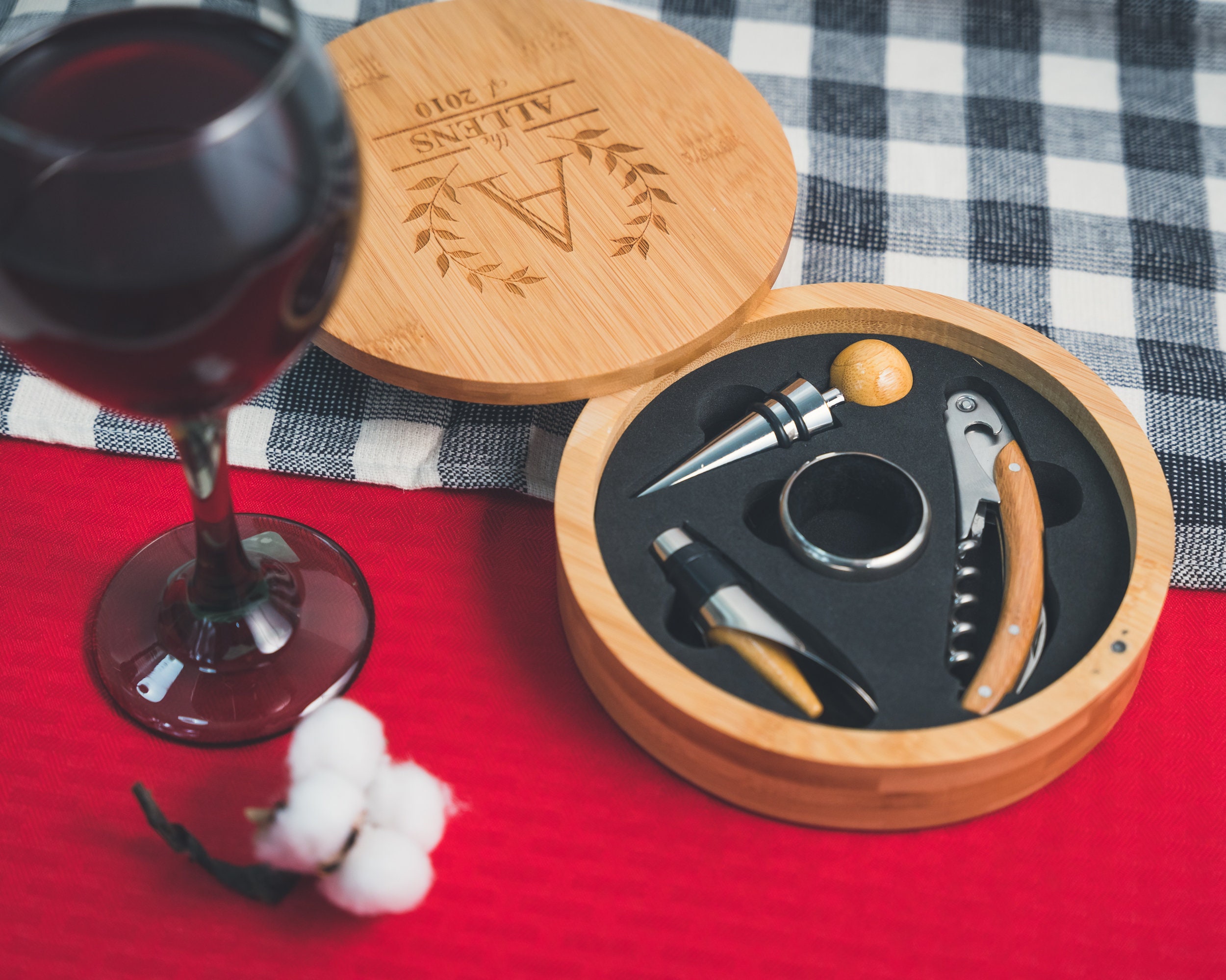 Wine Gift Set Wine Tool Box Engraved Wine Set Wine Lover | Etsy