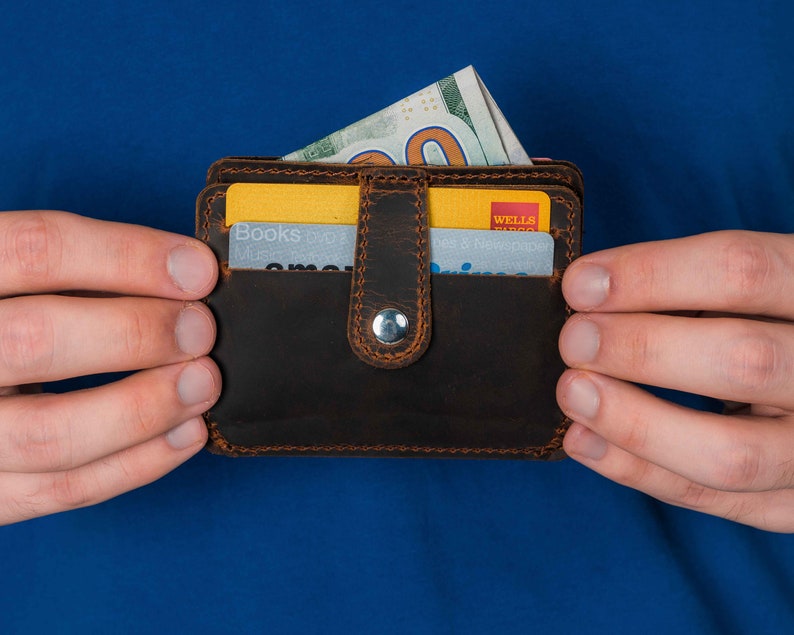 Personalized Leather Wallet: Slim Minimalist Card Holder, Groomsmen ...