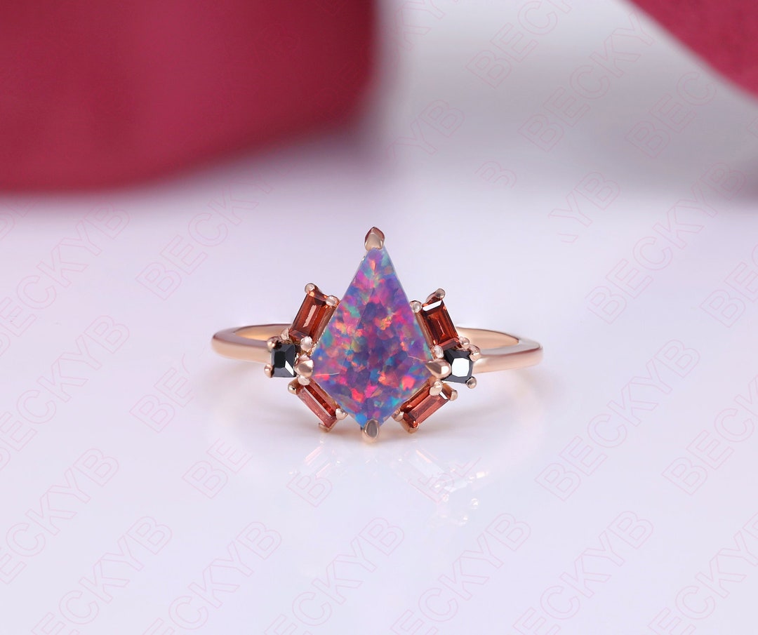 Exploding Star Mixed Color Fire Kite Black Opal 14K Rose Gold 925 ...