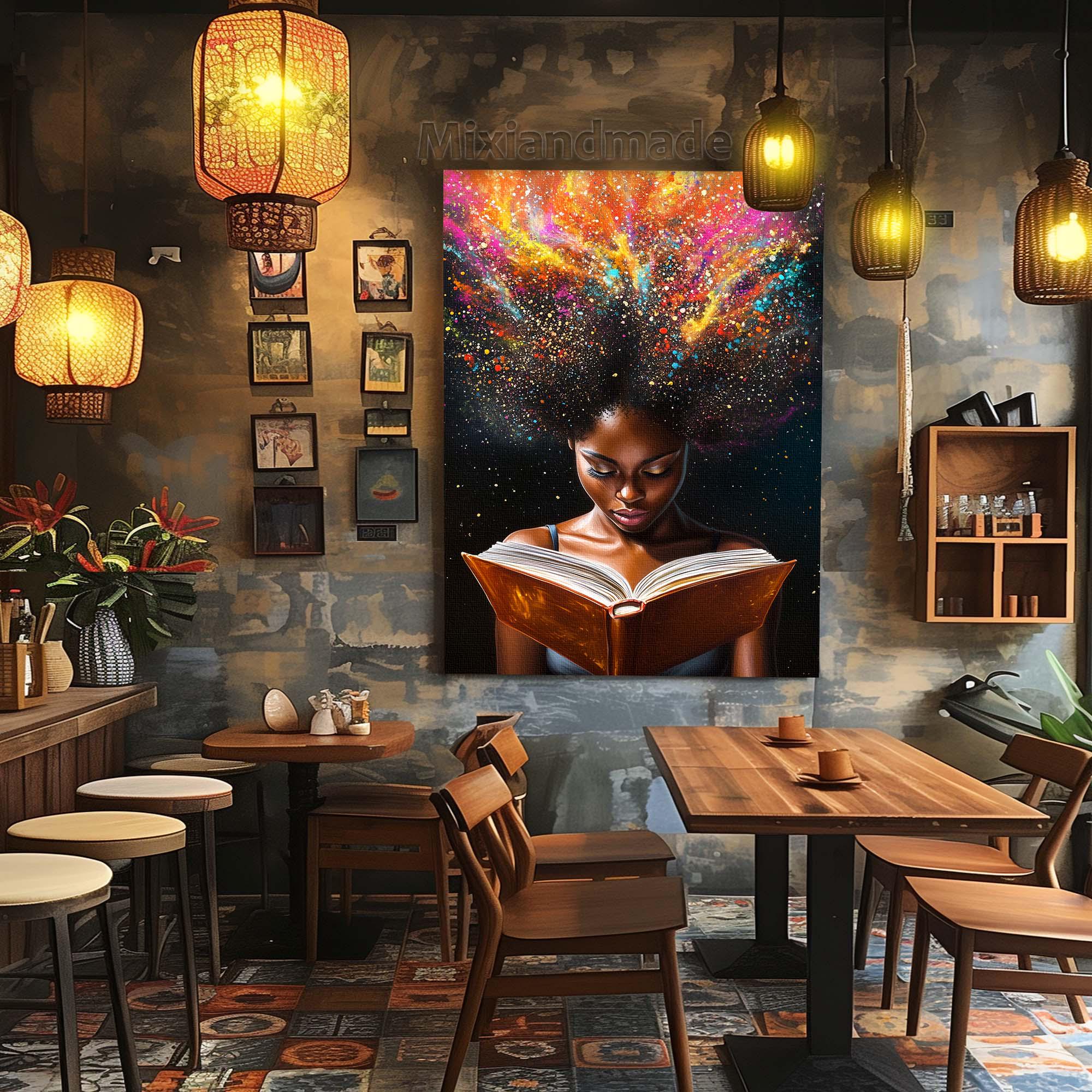 Print CANVAS AWB 01 African Woman Reading Book Art Wall Decor, African ...