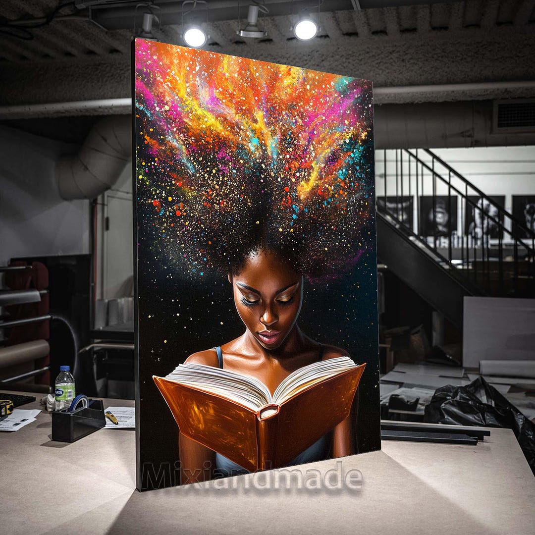 Print CANVAS AWB 01 African Woman Reading Book Art Wall Decor, African ...