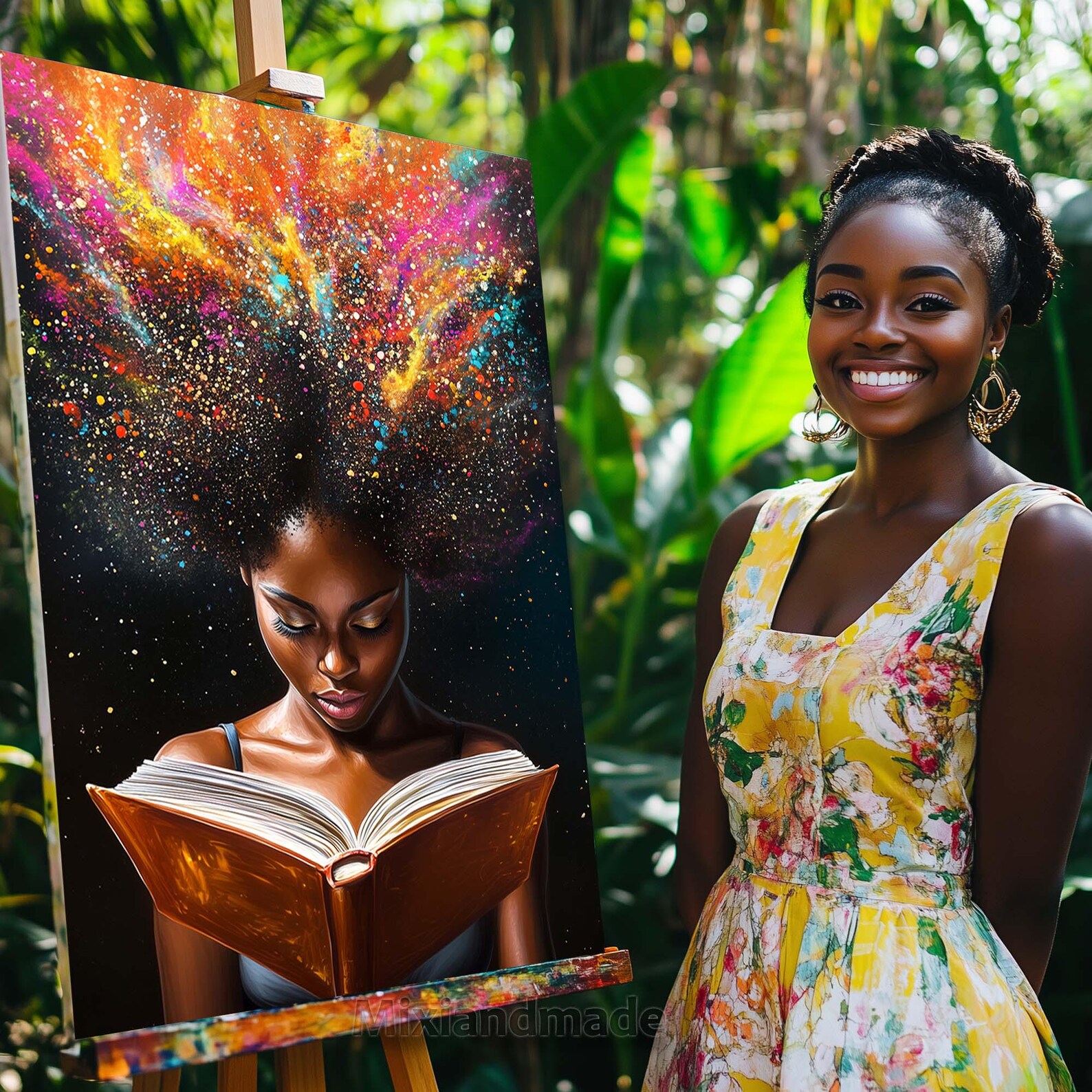 Print CANVAS AWB 01 African Woman Reading Book Art Wall Decor, African ...