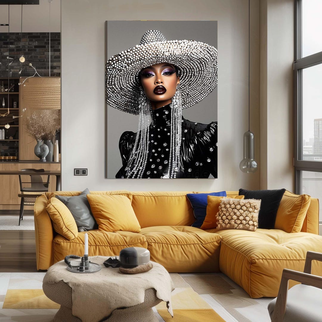 Print Canvas , WF (8) African Model Canvas ,flower Art , Fashion Art ...