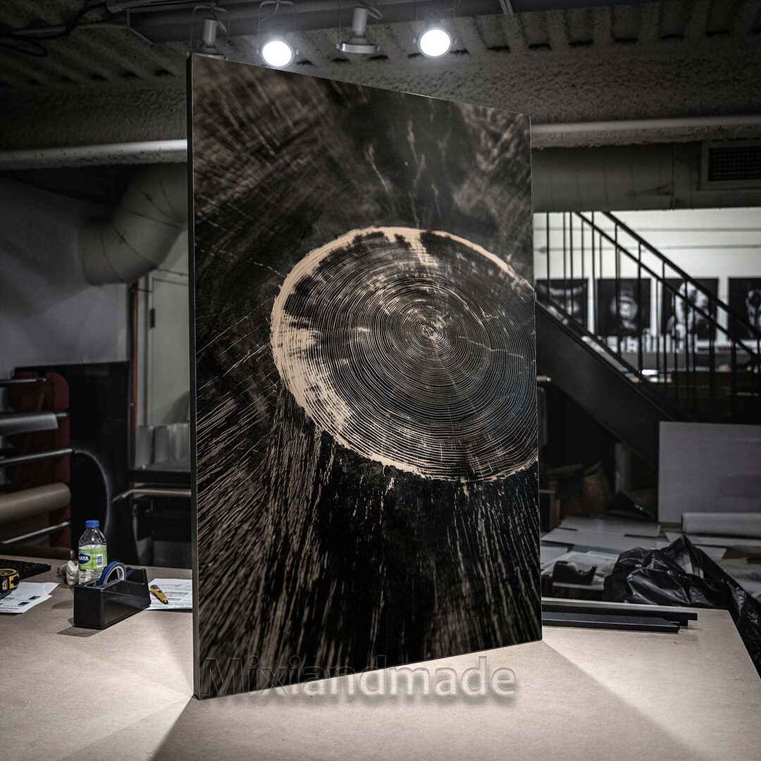 Canvas Print With Frame , TND (4) Wood Tree Rings Print, Premium Wood ...