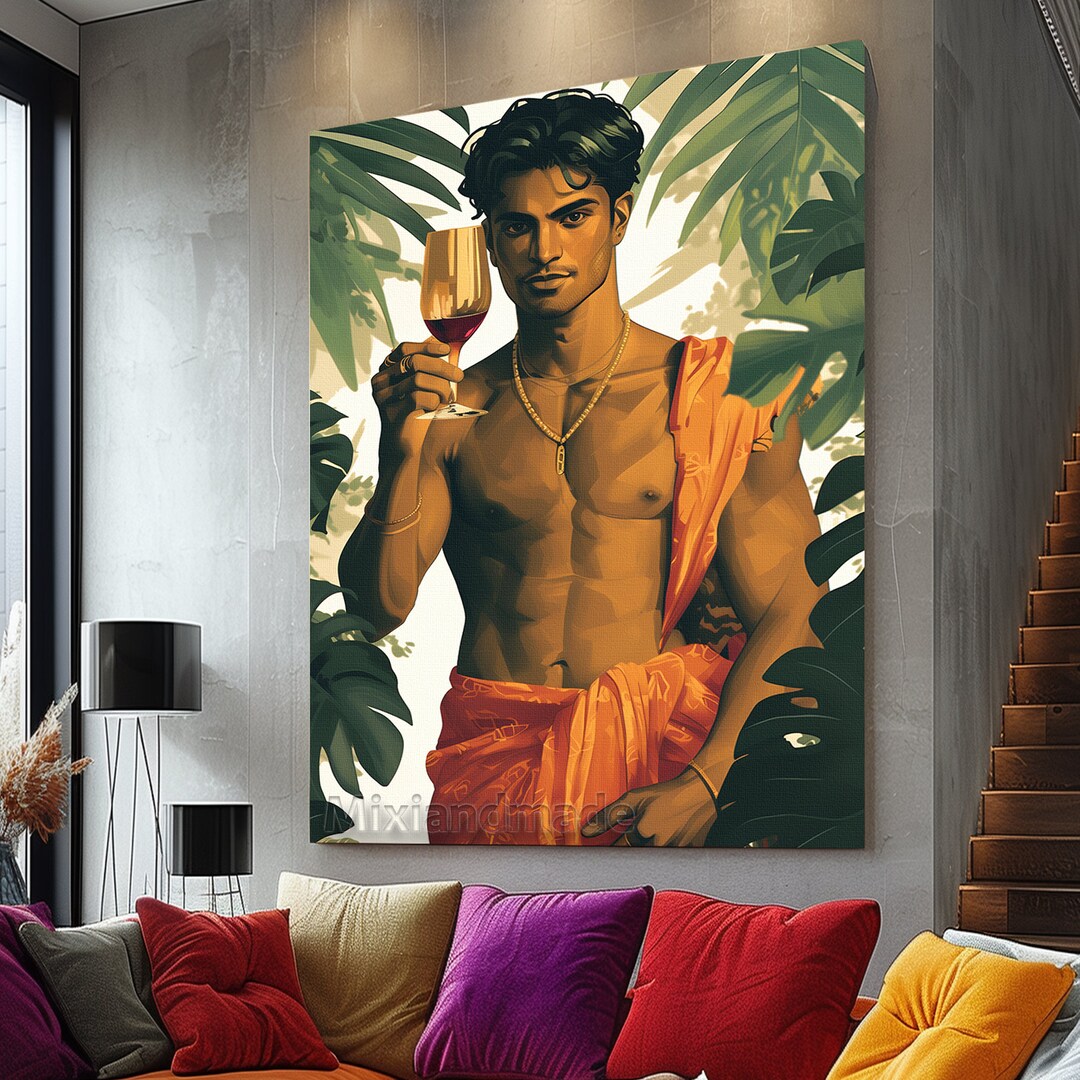 Canvas Print With Frame ,indian Man With Whiskey and Tree, Indian ...