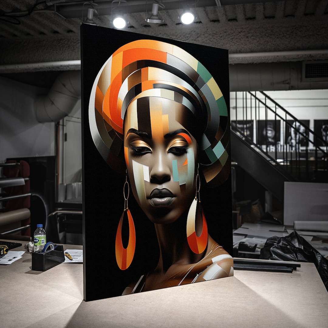African Woman Abstract Canvas OAF55 Print in Modern Scandinavian Frame ...