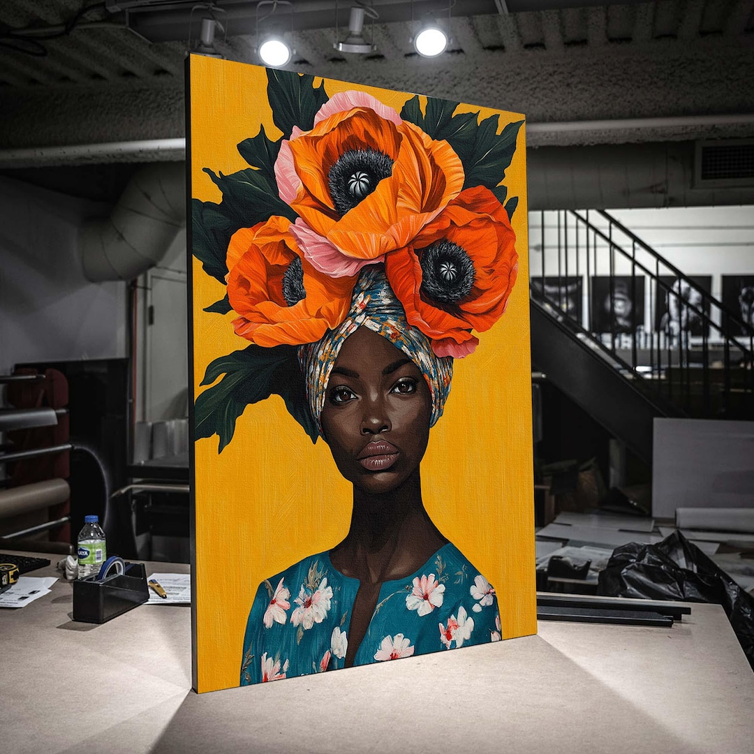 Digital Download DGAWFP (15) African Woman Poppy Flower Colors Art ...