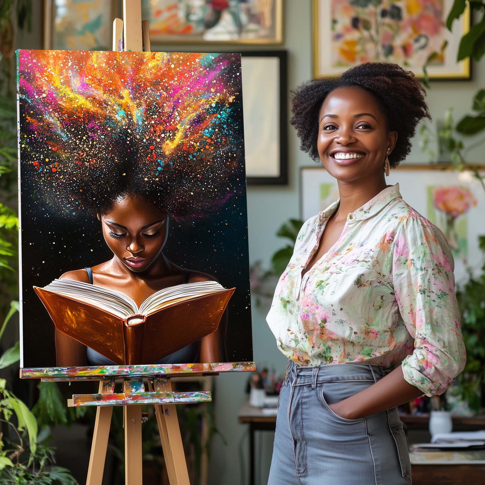 Print CANVAS AWB 01 African Woman Reading Book Art Wall Decor, African ...