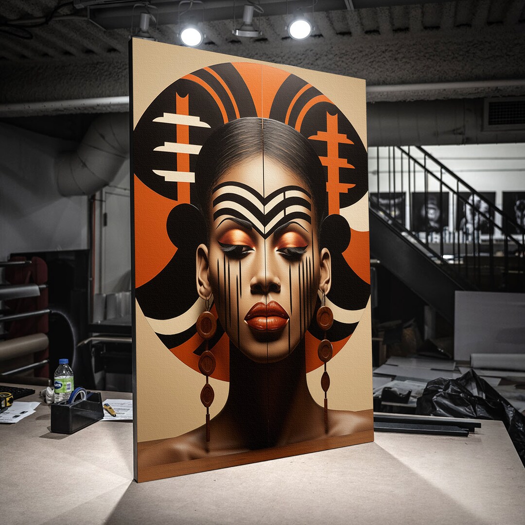 Print CANVAS With Framed, Abstract African Woman Art, African Portrait ...