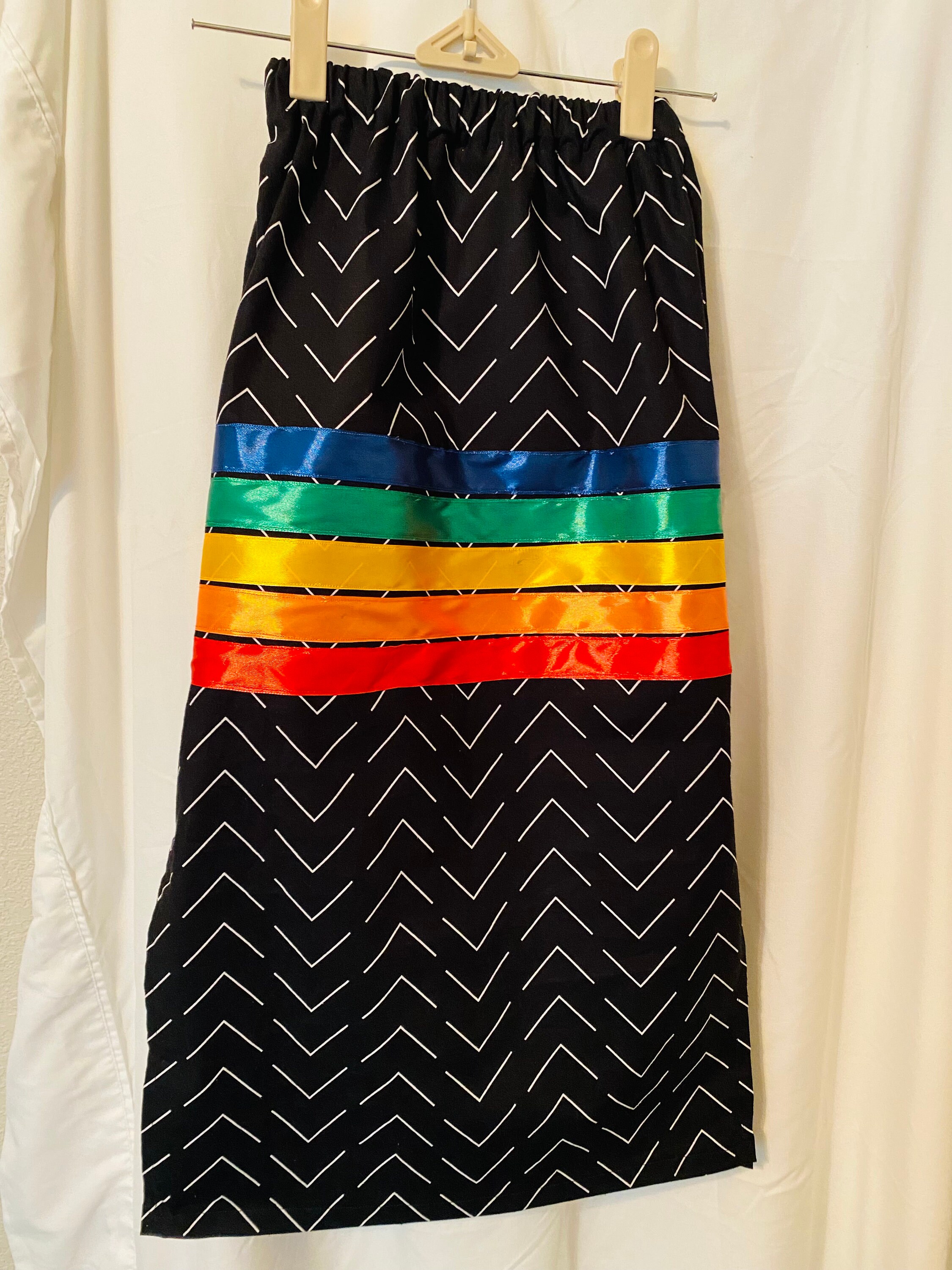 Ribbon Skirt Black With Rainbow Ribbons - Etsy