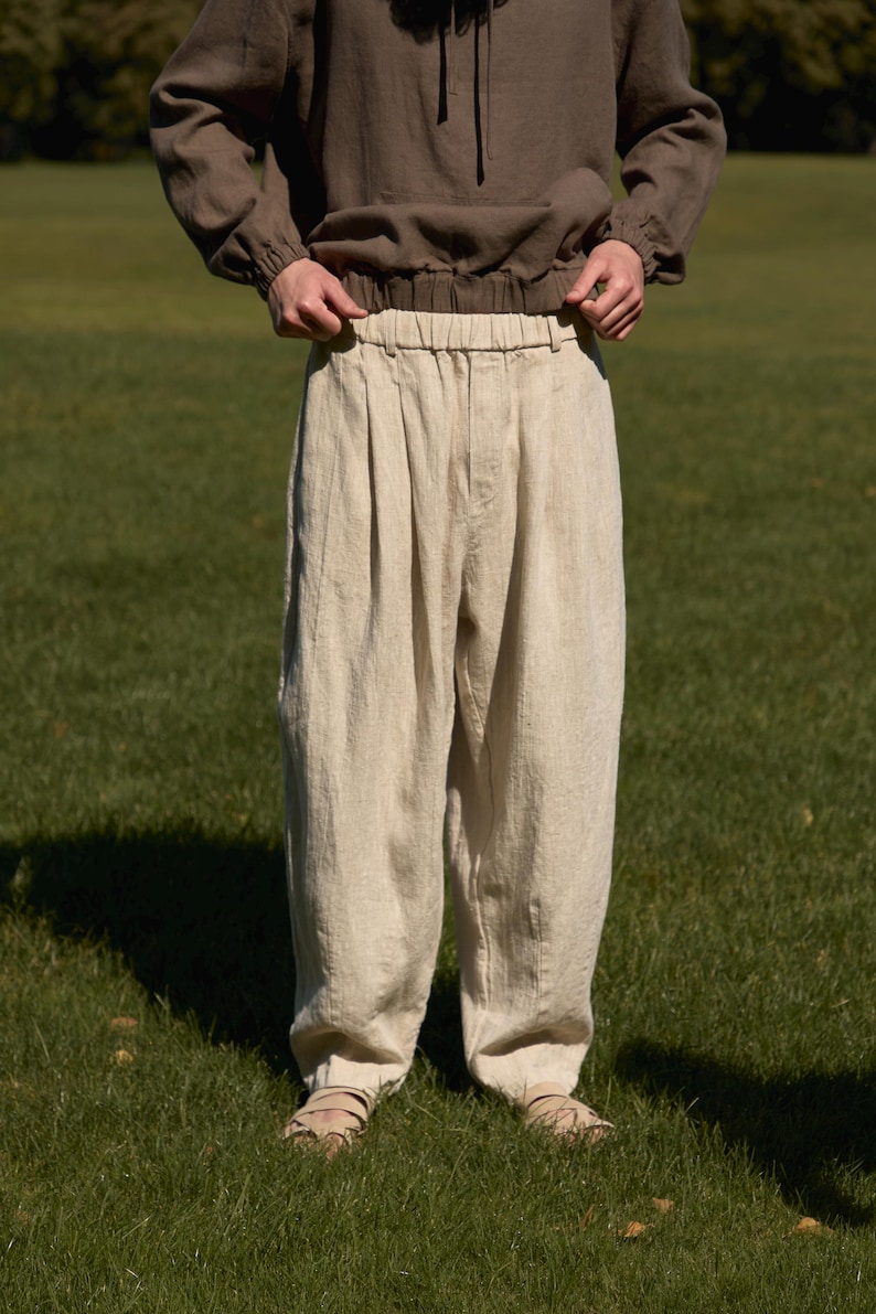 Men’s Linen Pants KIRI – Pleated, Hidden Drawstring, Belt Loops - Etsy