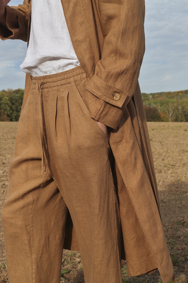 Men's Linen Straight Leg Pants CHIA, Pleated, Relaxed Fit, 100% Linen ...