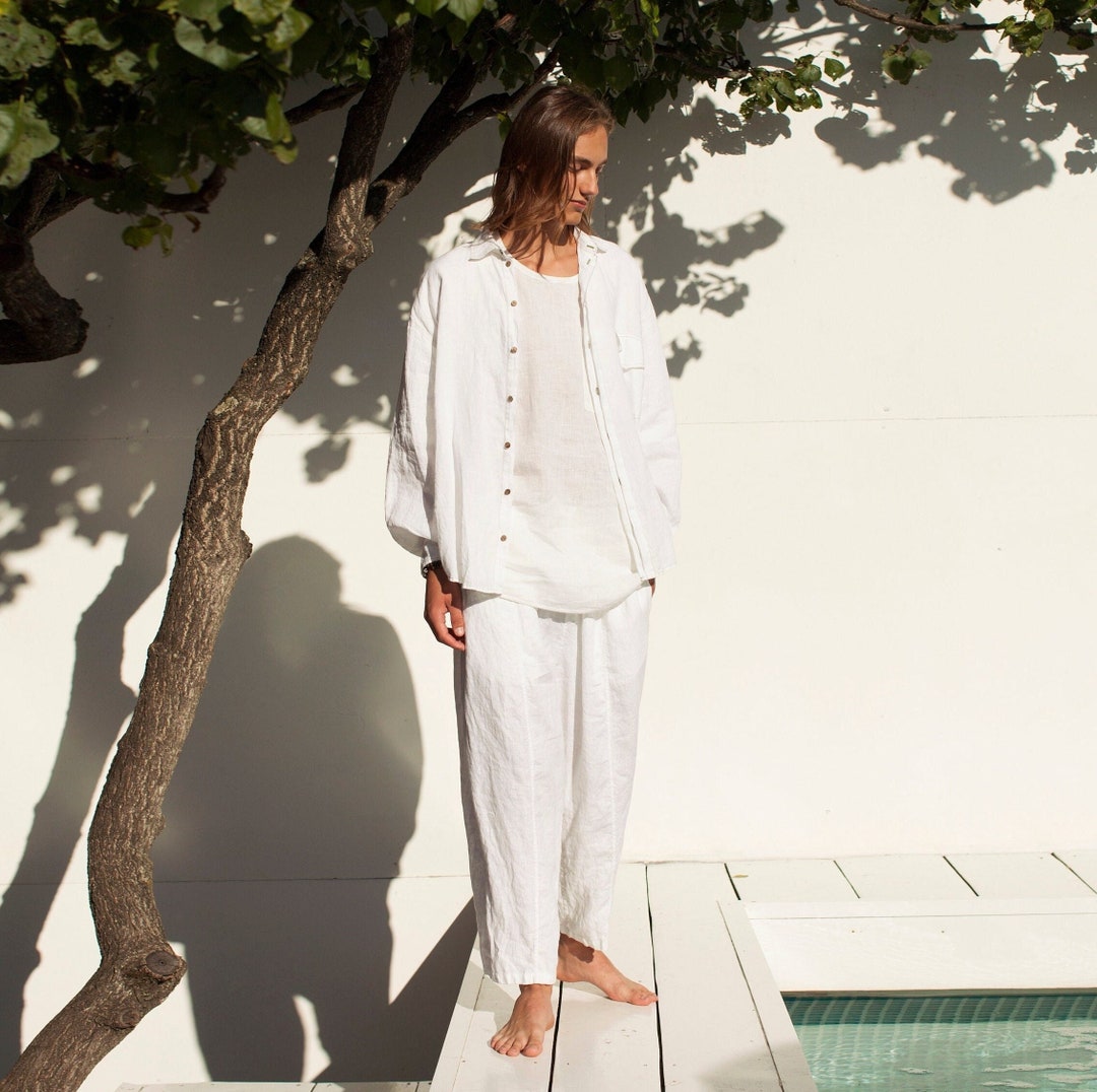 Linen Two Piece Set: Mens Linen Shirt and Pants - Etsy