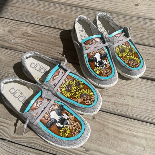 Sunflower Cow Hey Dude Custom Hey Dude Shoes Womens Mens - Etsy Sweden