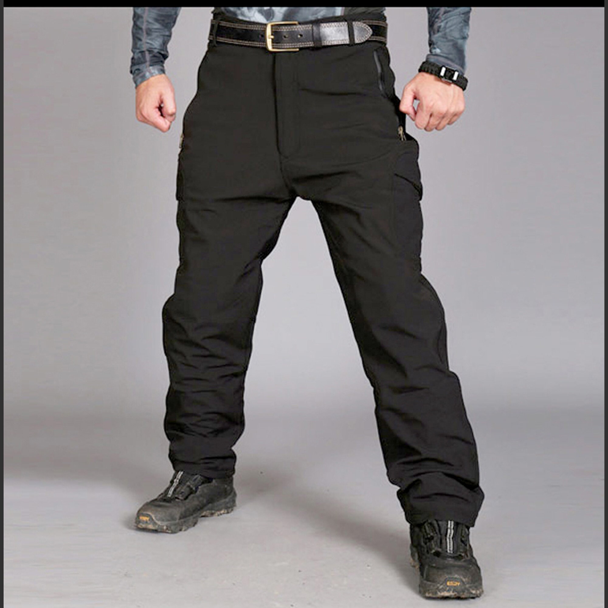 Mens Tactical Pant 4 Way Stretch Breathable Long Pant Backside Fleece ...