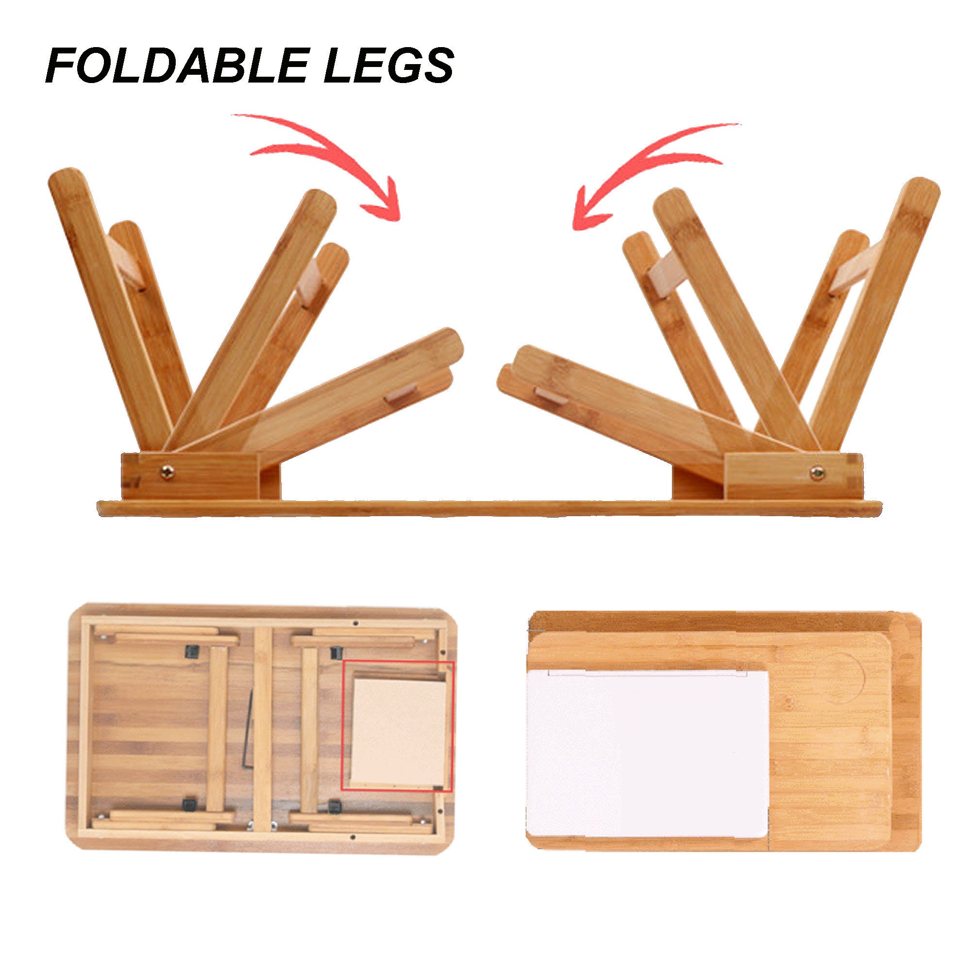 Foldable Table for Bed Primary Bamboo Color Writing Desk Picnic Table ...