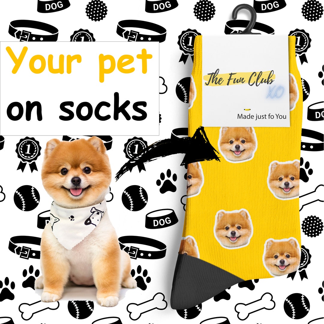 FUN Club Apparel Custom Dog Face Socks, Personalized Pet Photo Socks ...