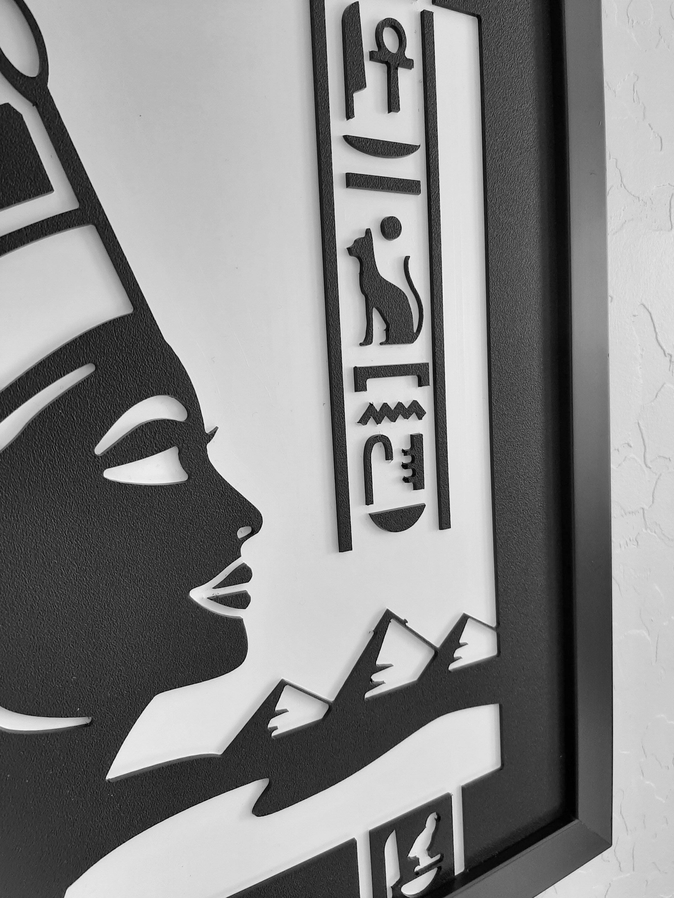 Egypt Nefertiti Pyramids Framed Wall Art Home Decor Engraving Black and ...