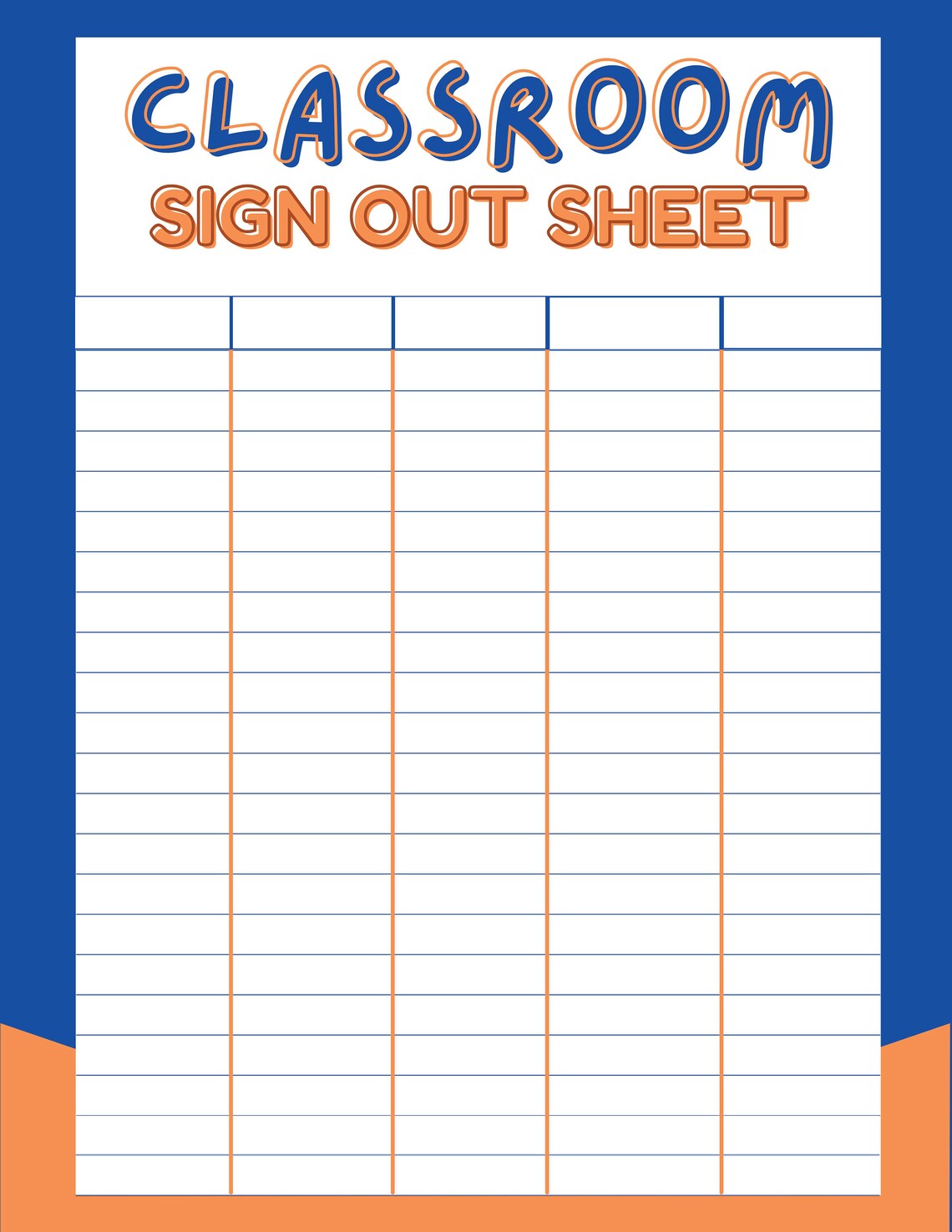 Classroom Sign Out Sheet Printable Classroom Management | Etsy