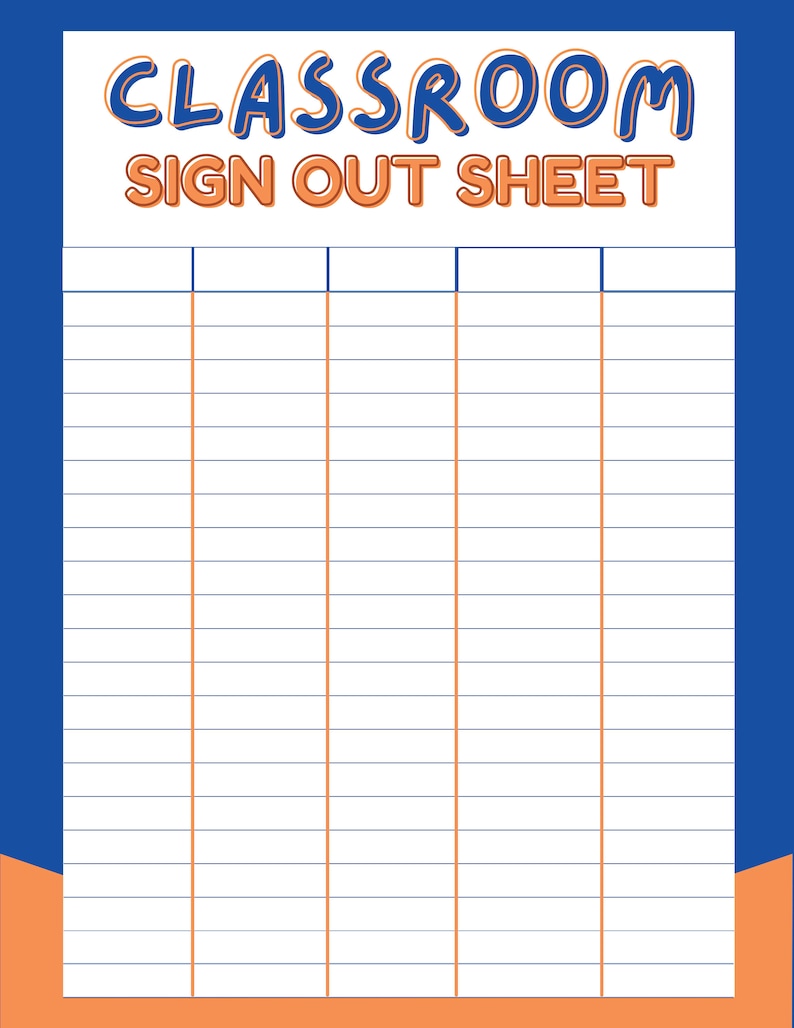 Classroom Sign Out Sheet Printable Classroom Management Etsy
