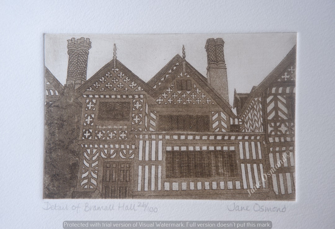 Detail of Bramall Hall - Original Etching Print - Etsy
